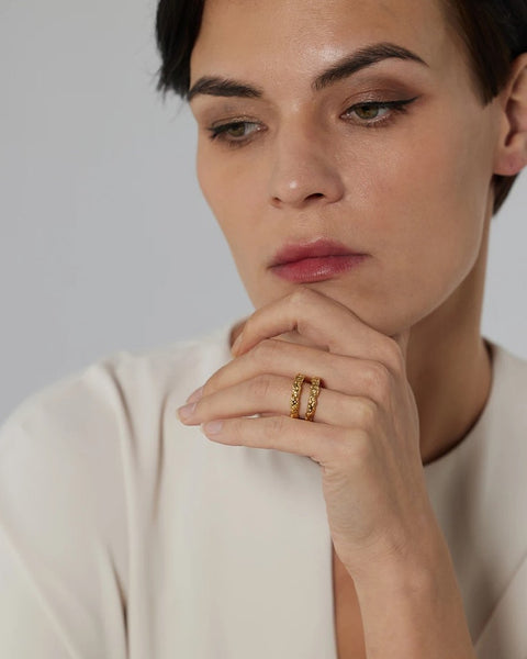 18K Gold-Plated Textured Ring – Dalmory